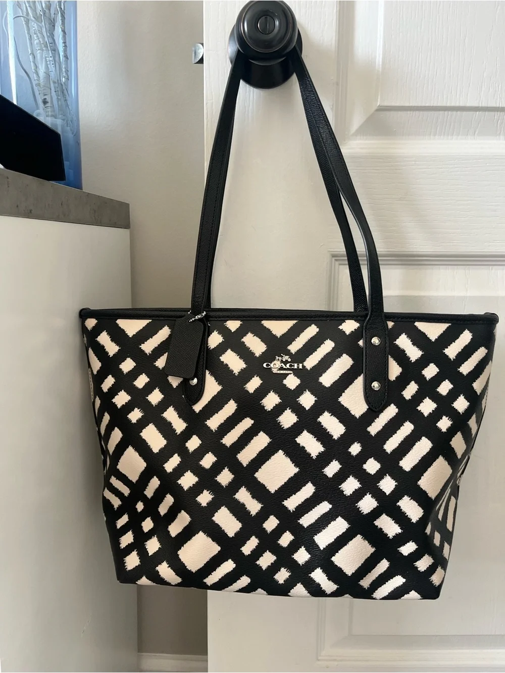 Coach | Bags | Coach City Tote Blackchalk Wild Plaid | Poshmark
